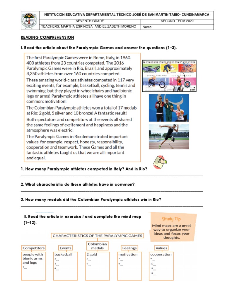 Seventh Grade Second Term 2020 Teachers: Martha Espinosa and Elizabeth ...