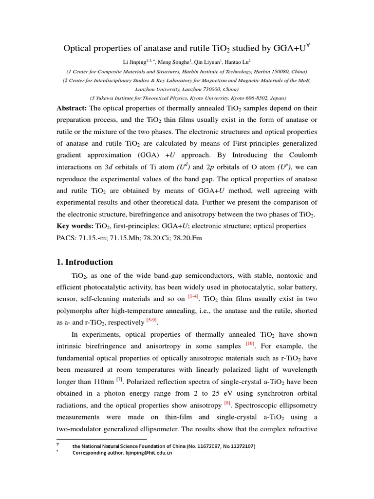 Artigo TiO2 PDF | PDF | Density Functional Theory | Natural Philosophy