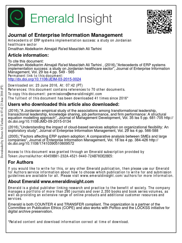 Journal of Enterprise Information Management | PDF | Enterprise ...