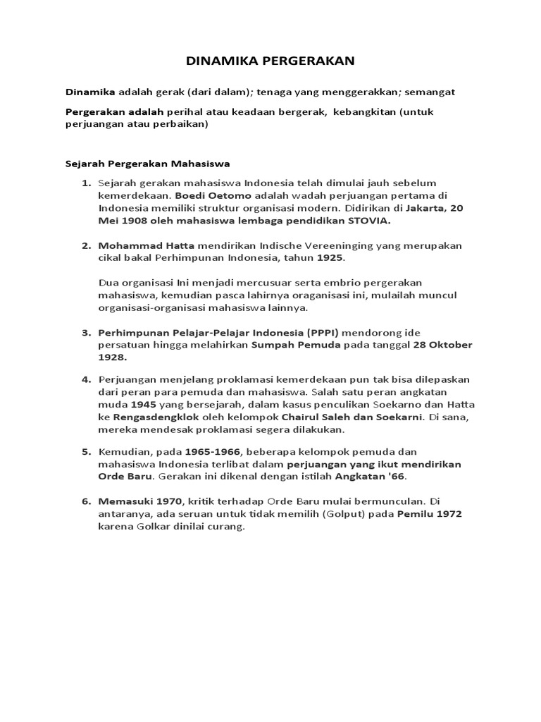 Dinamika Pergerakan | PDF