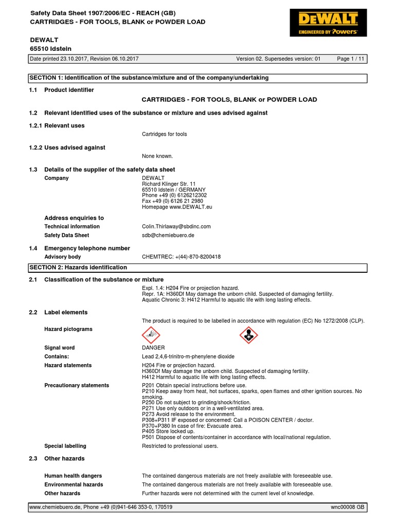 Blank Material Safety Data Sheet
