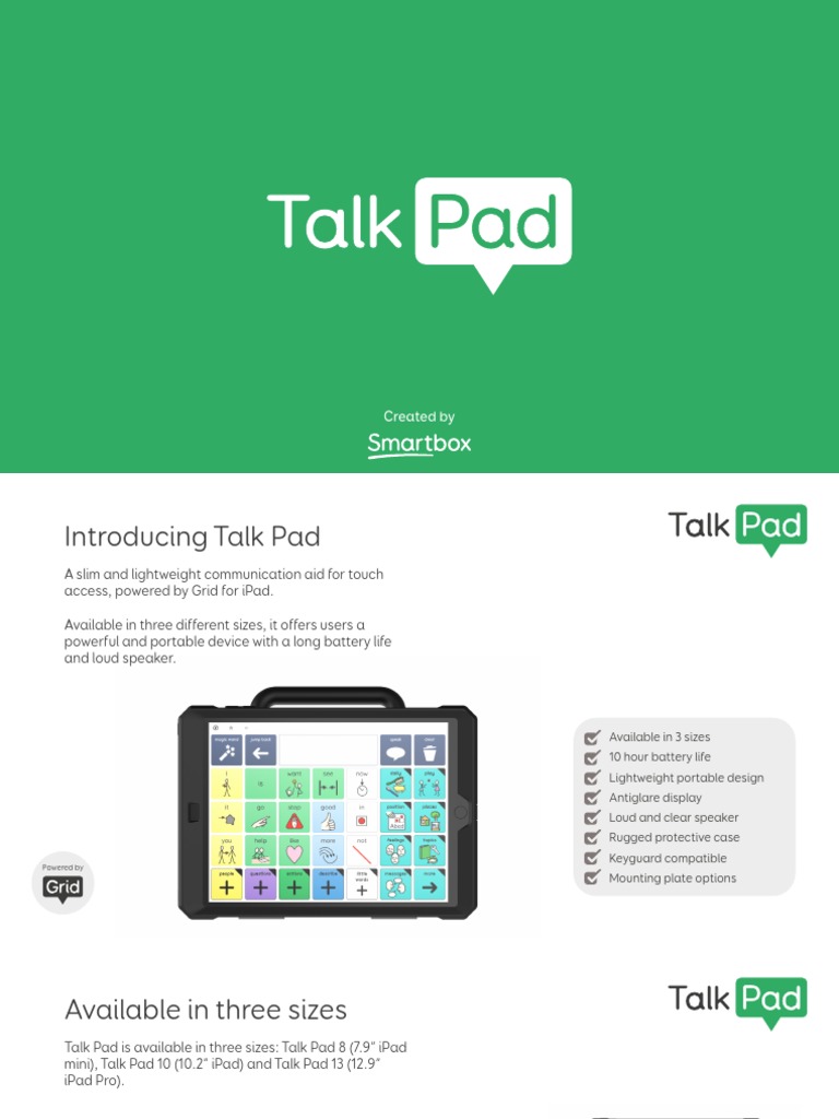 Talk Pad AAC Device PDF | PDF | I Pad | Tablet Computer