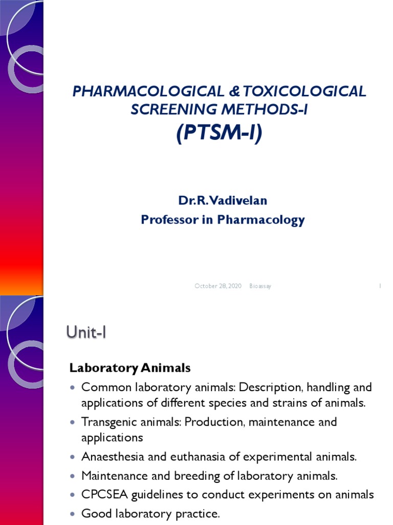 (PTSM-I) : Pharmacological & Toxicological Screening Methods-I | PDF | Bioassay | Lever