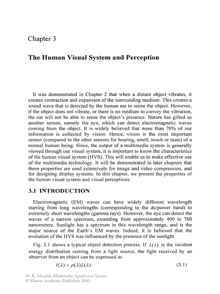 The Human Visual System and Perception: / (A,) Pea,) L (A,) | PDF ...