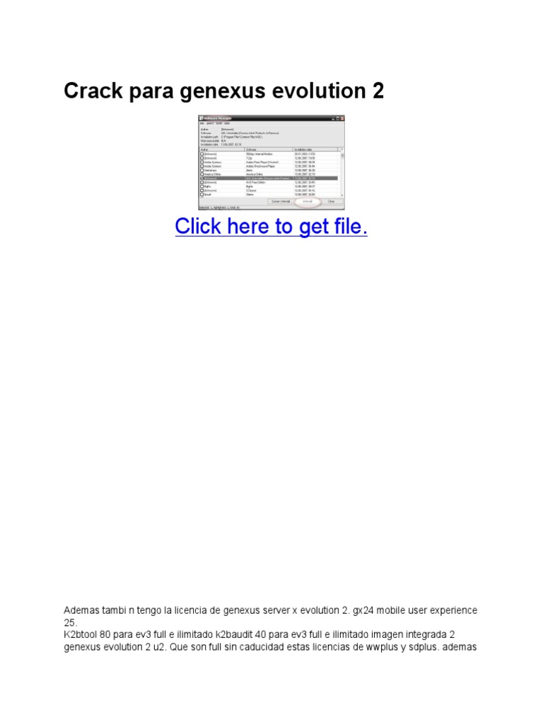Crack para Genexus Evolution 2 PDF | PDF | Gestión de tecnología de la información | Ingeniería ...
