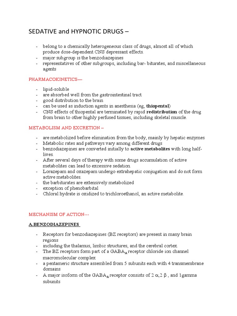 SEDATIVE and HYPNOTIC DRUGS | PDF | Benzodiazepine | Psychoactive Drugs