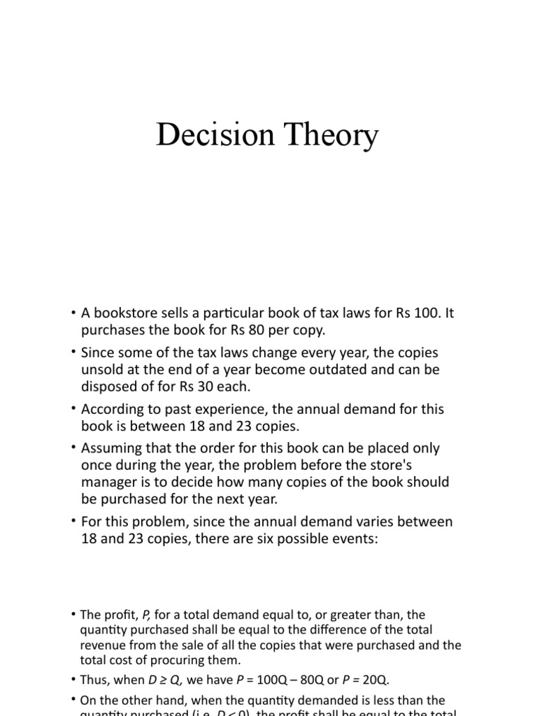 Unit 3 Lecture 13 Decision Theory 1 | PDF | Microeconomics | Economics