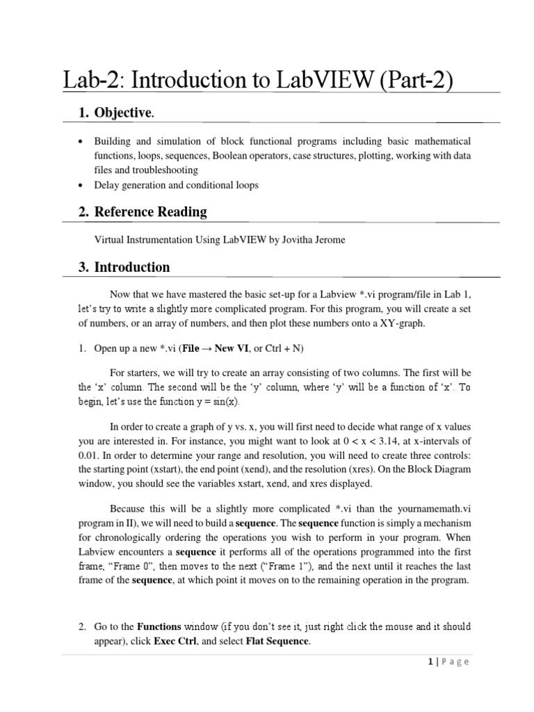 Lab-2: Introduction To Labview (Part-2) : 1. Objective | PDF | Matrix ...
