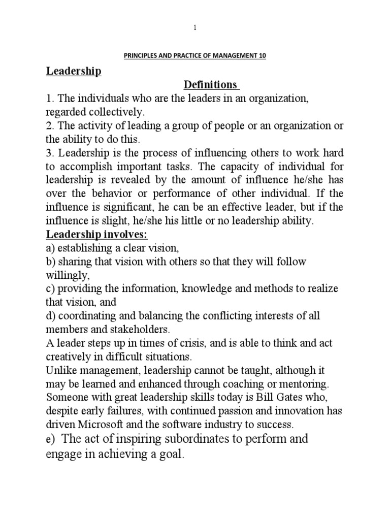 Principles and Practice of Management 10 | PDF | Transformational ...