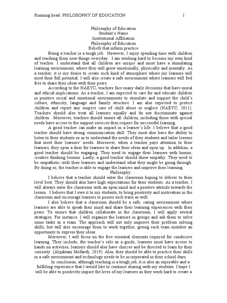 Philosophy of Education | PDF | Philosophy Of Education | Teachers