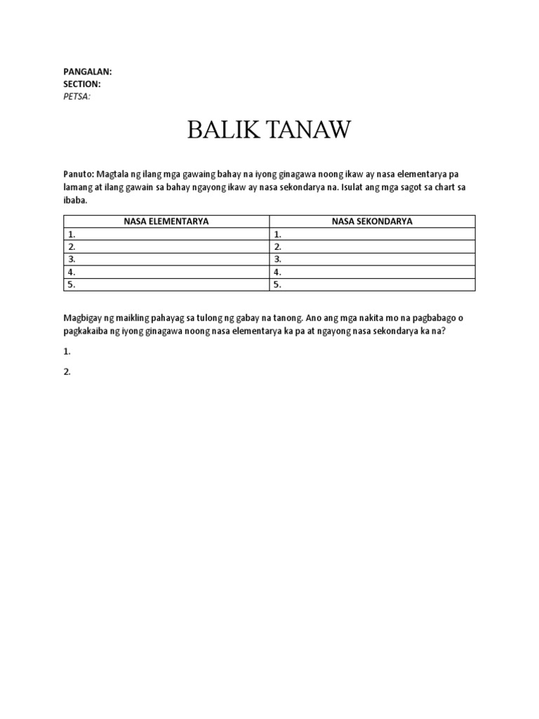 Balik Tanaw | PDF