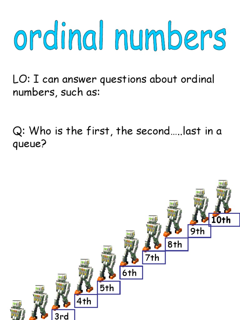 LO: I Can Answer Questions About Ordinal Numbers, Such As: Q: Who Is ...