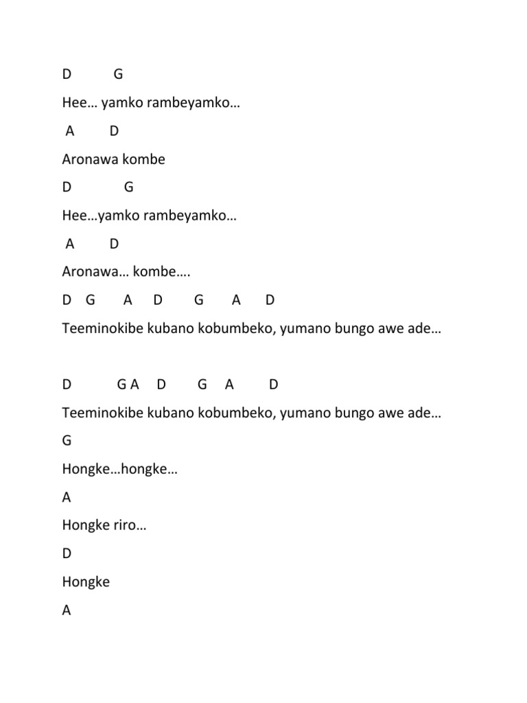 Chord Yamko Rambe Yamko | PDF