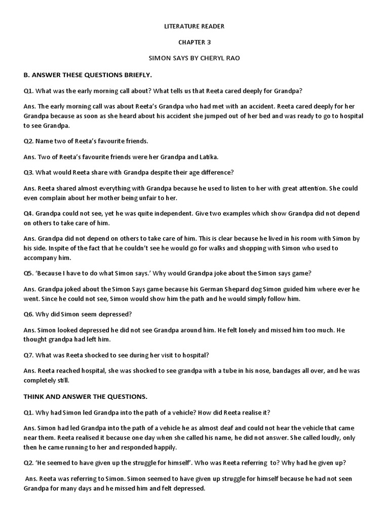 Cheryl Rao's short story "Simon Says | PDF