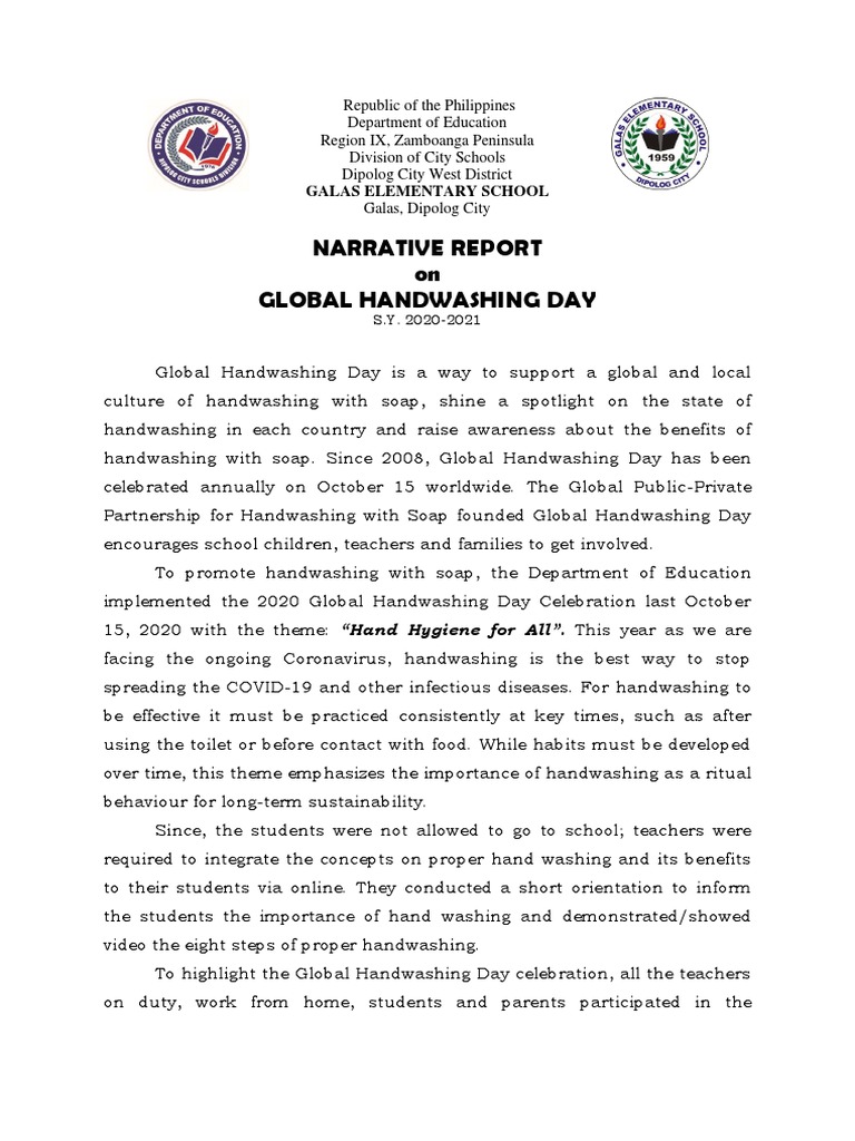 Narrative Report Global Handwashing Day - Final | PDF | Hand Washing ...