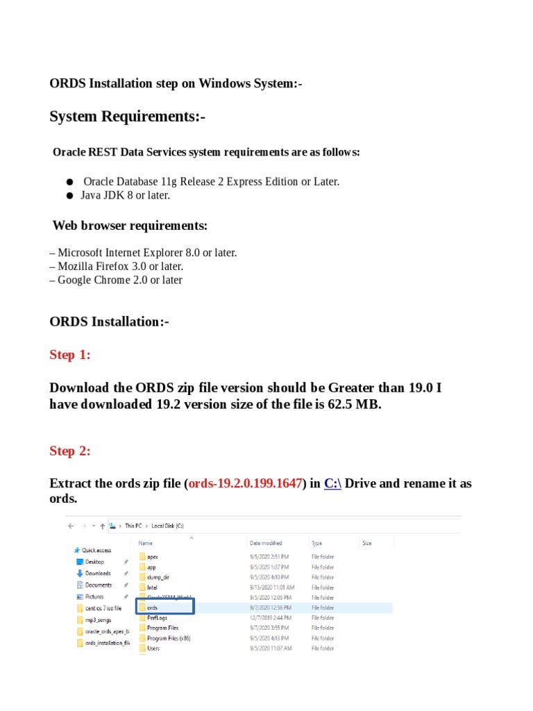 ORDS Installation Step On Windows System | PDF | Databases | Pl/Sql