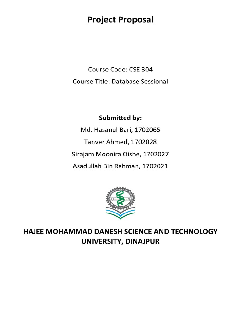 Project Proposal: Course Code: CSE 304 Course Title: Database Sessional | PDF