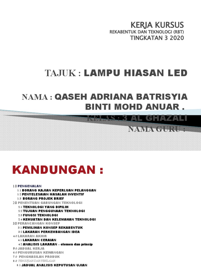 Kerja Kursus RBT Tingkatan 3 2020 | PDF