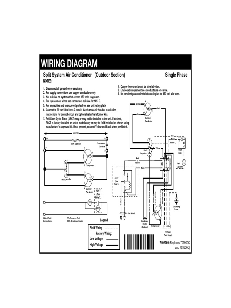Single Phase Split AC Wiring Diagram | PDF | Relay | Electrical Engineering