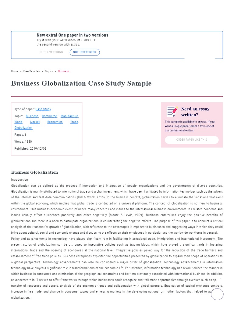 Free Business Globalization Case Studies - WOW Essays | PDF | Economies ...