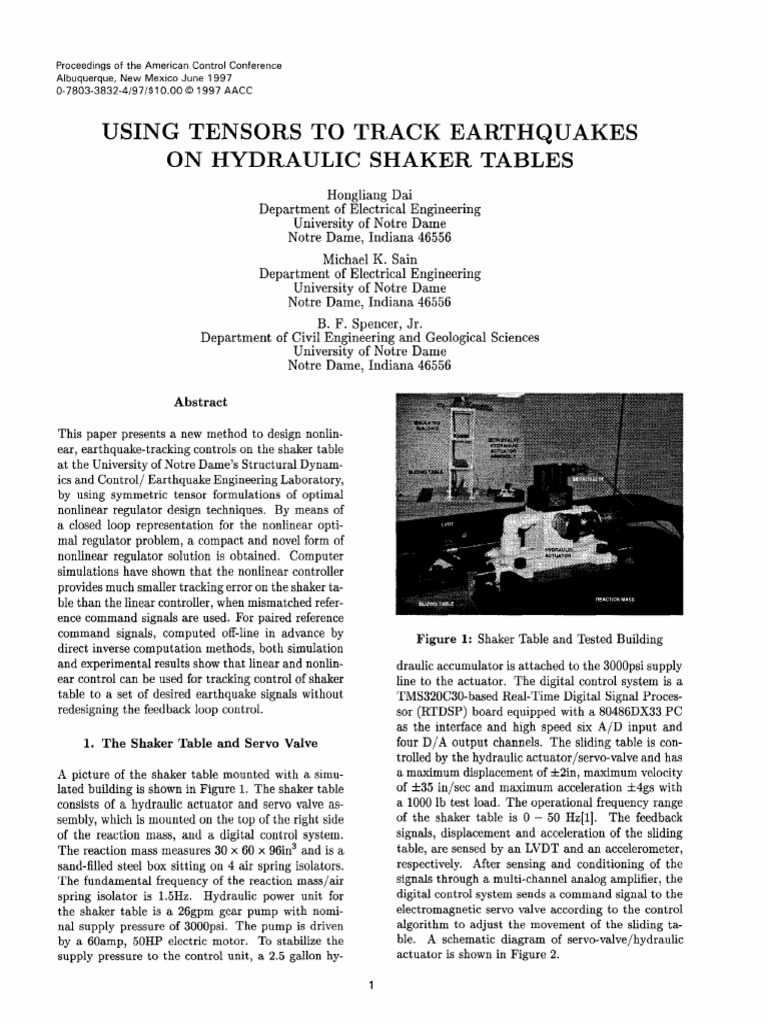 Using Tensors To Track Earthquakes On Hydraulic Shaker Tables | PDF ...
