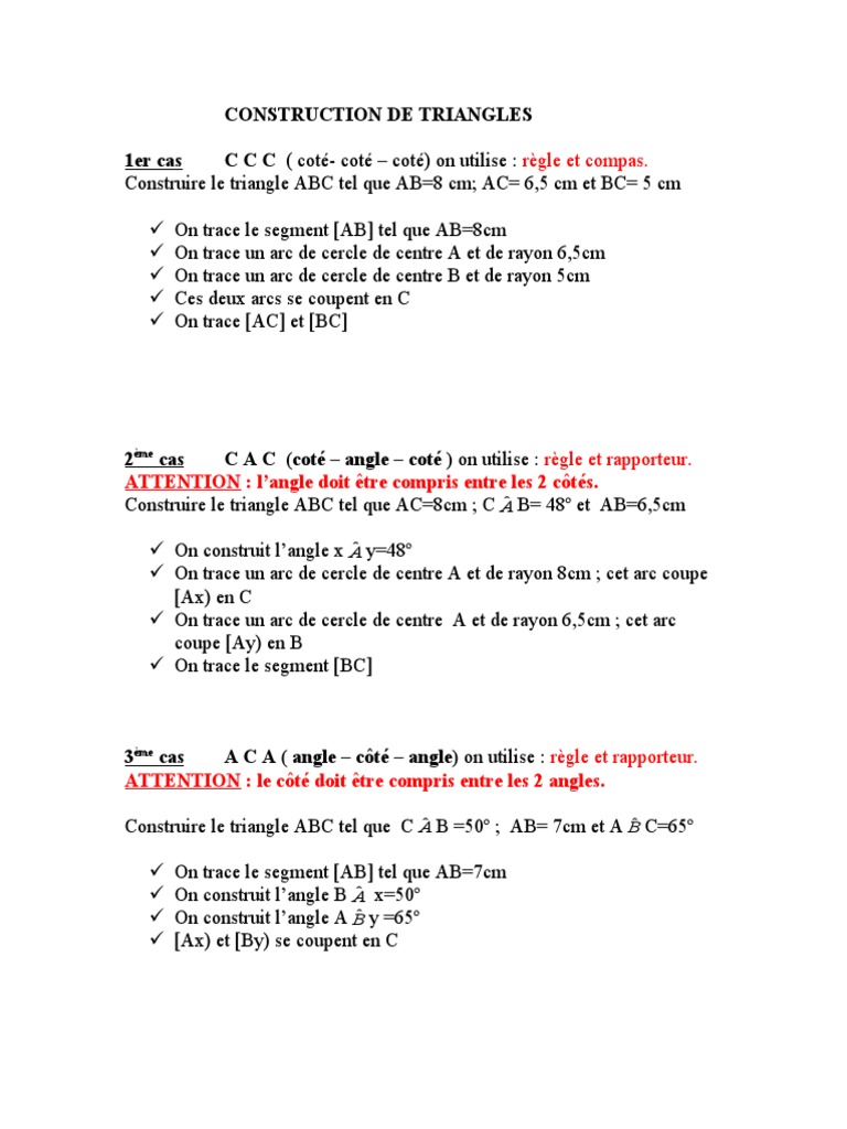 4-Construction de Triangle | PDF | Méthodes et références pédagogiques