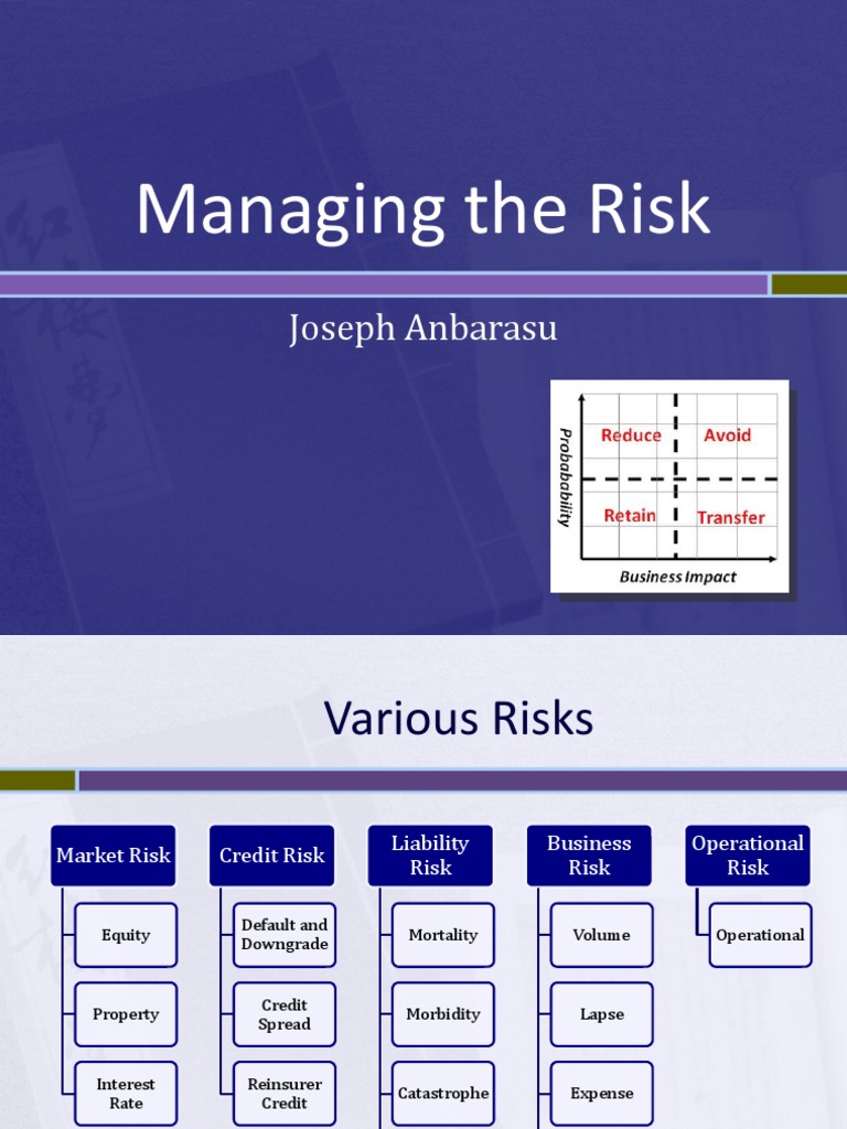 Managing The Risk: Joseph Anbarasu | PDF | Risk | Actuarial Science