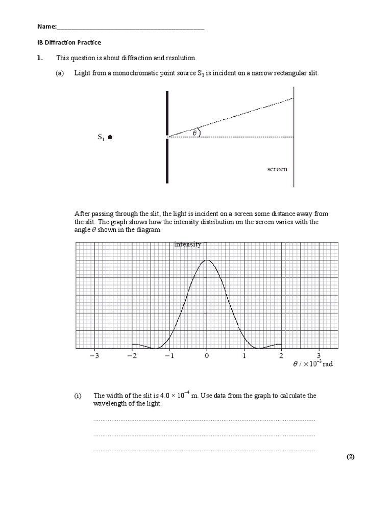 Ib-2 Diffraction Practice | PDF | Diffraction | Angular Resolution