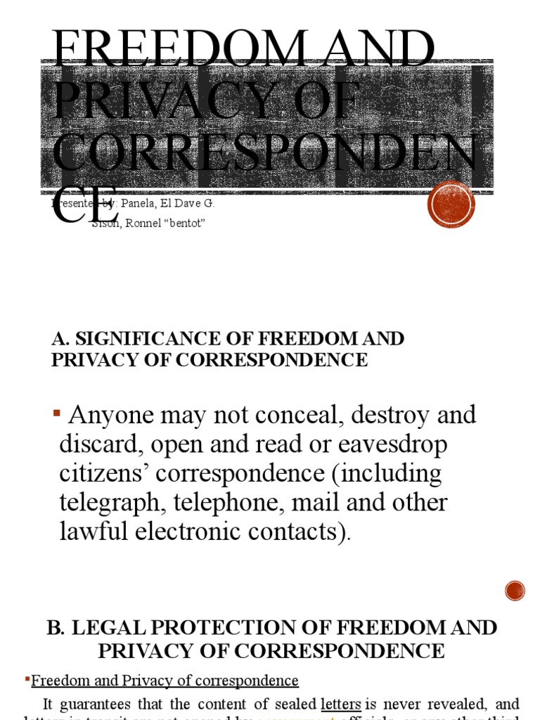 Freedom and Privacy of Correspondence: Legal Protections and Exceptions ...