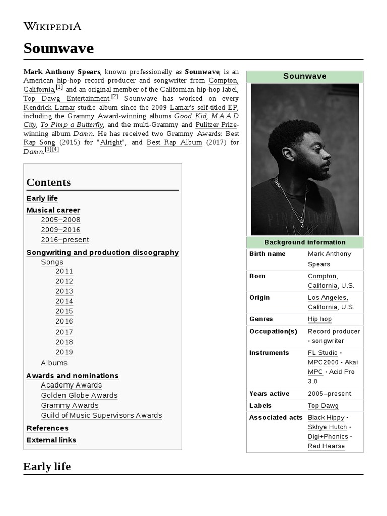 Sounwave: Mark Anthony Spears, Known Professionally As Sounwave, Is An ...