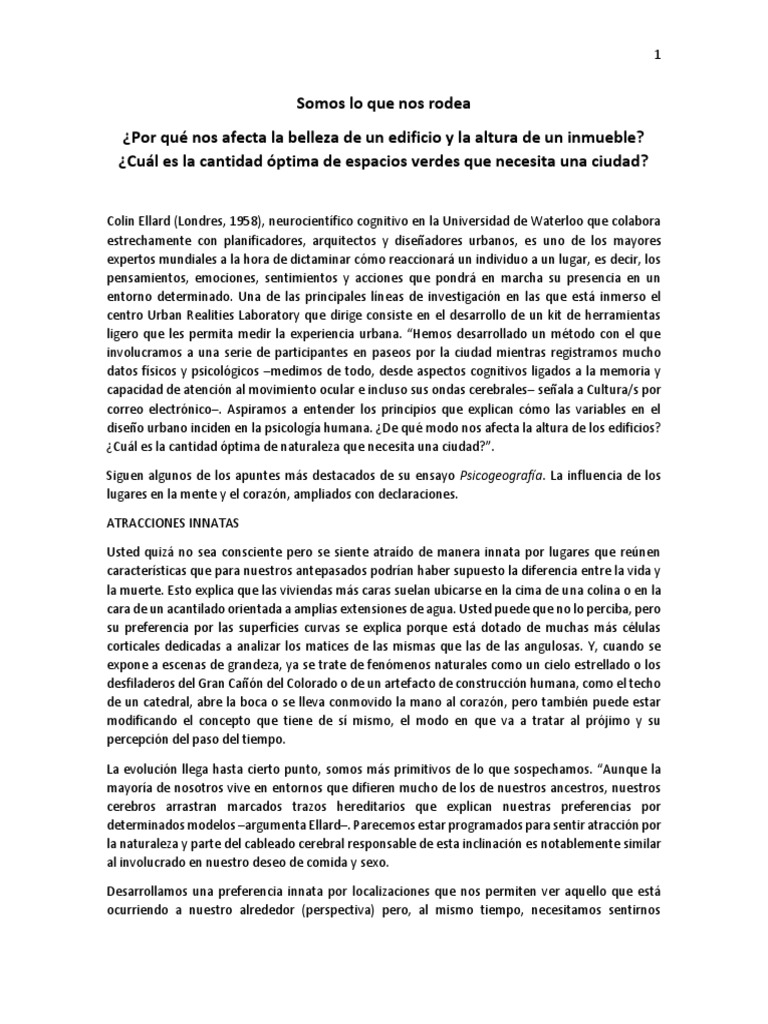 Somos Lo Que Nos Rodea | Descargar gratis PDF | Sicología | Naturaleza