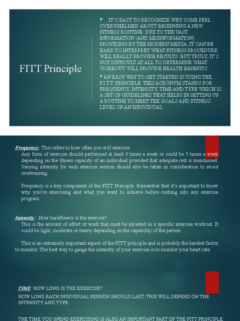 Understanding the FITT Principle | PDF | Physical Fitness | Hobbies