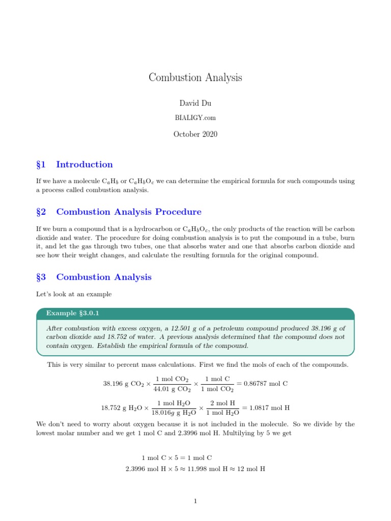 Lecture Combustion Analysis | Download Free PDF | Mole (Unit) | Combustion