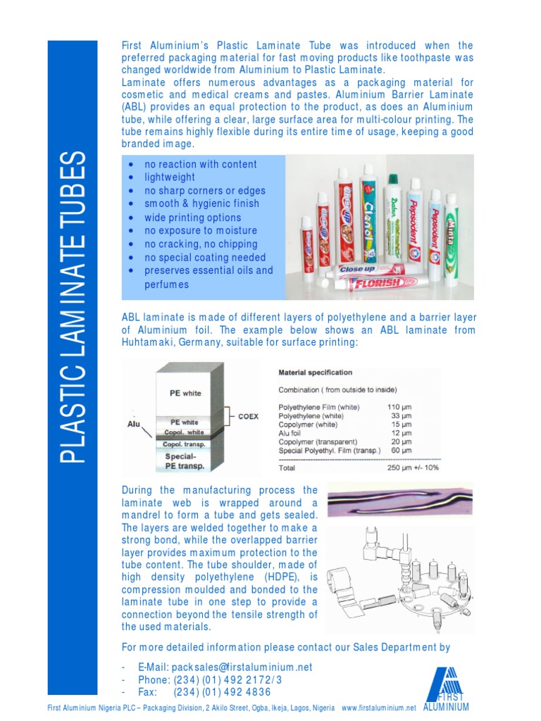 Multi Layer Aluminium Barrier Laminate Tubes | PDF | Lamination | Polyethylene