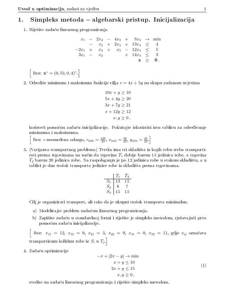 Uopt Zadaci Za Vjezbu PDF | PDF