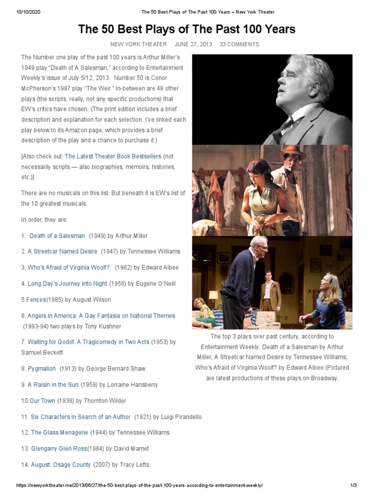 Top 50 Plays of the Last Century | PDF | Plays | Theatre