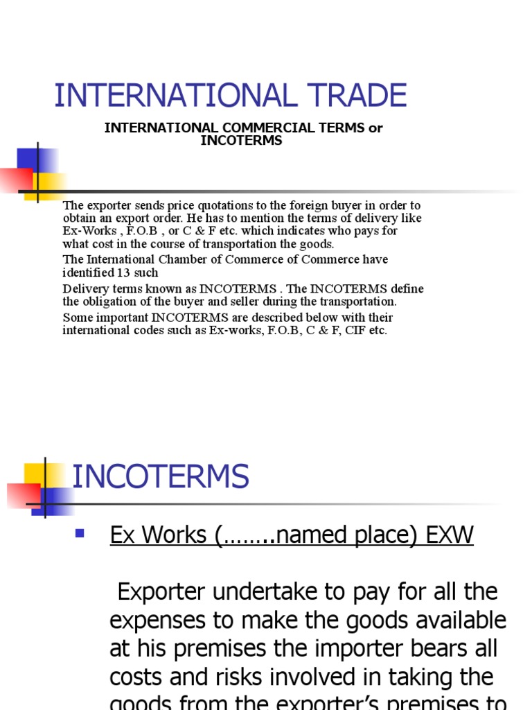International Trade: International Commercial Terms or Incoterms | PDF ...
