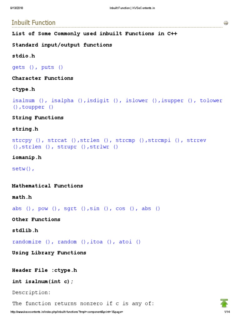 Inbuilt Function | Download Free PDF | Trigonometric Functions | String ... Inbuilt Function | Download Free PDF | Trigonometric Functions | String ...