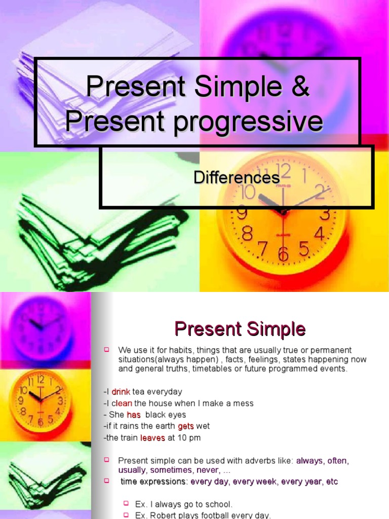 Present Simple and Continuous Flashcards | PDF | Grammatical Number ...