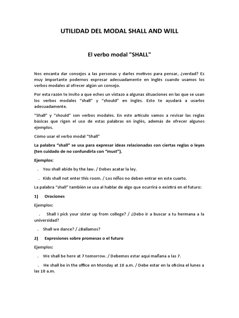 Uso de Shall y Will en Inglés | PDF