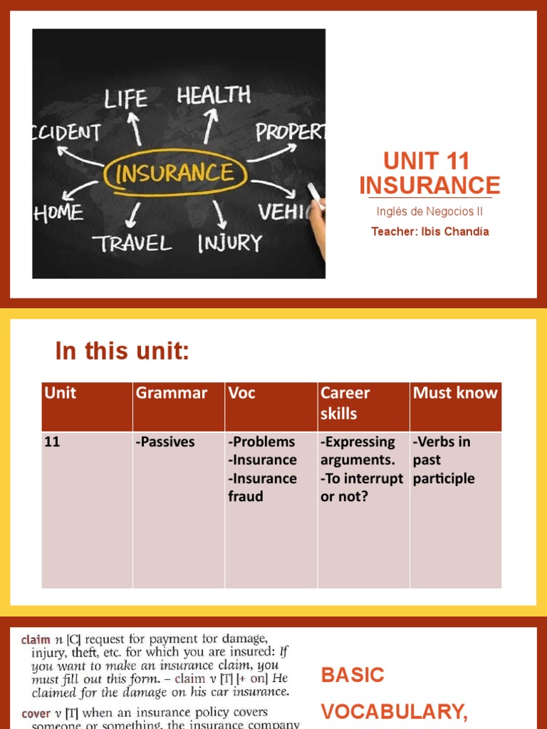 Unit 11 Insurance: Inglés de Negocios II | PDF | Insurance | Linguistic ...
