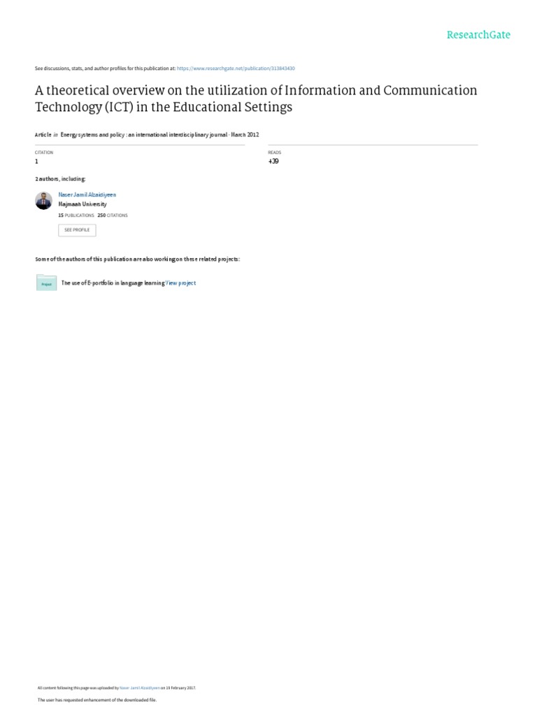ATheoretical Overviewonthe Utilizationof Informationand Communication ...
