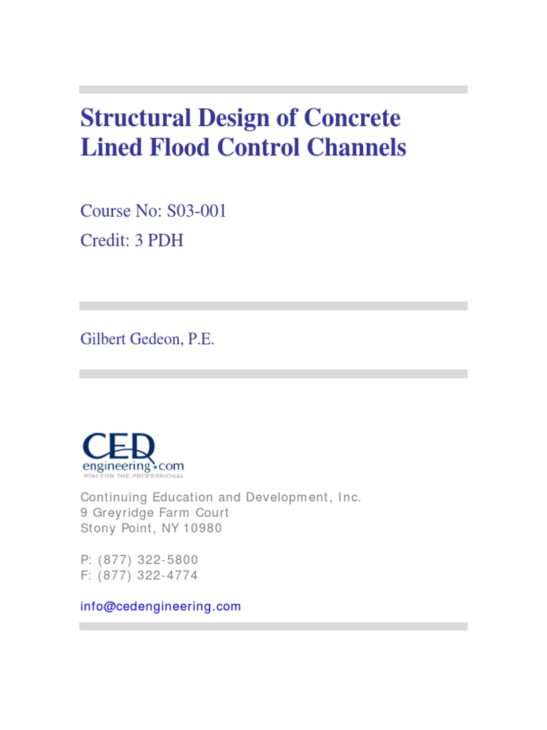 Structural Design of Concrete Lined Flood Control Channels: Course No ...