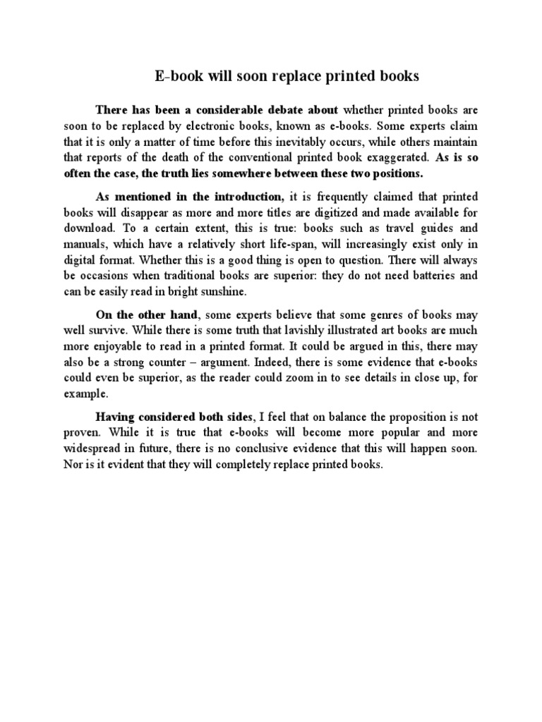 E-Books Will Soon Replace Printed Books | PDF