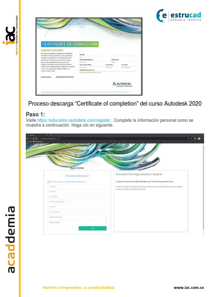Proceso Descarga - Certificate of Completion Autodesk PDF | PDF