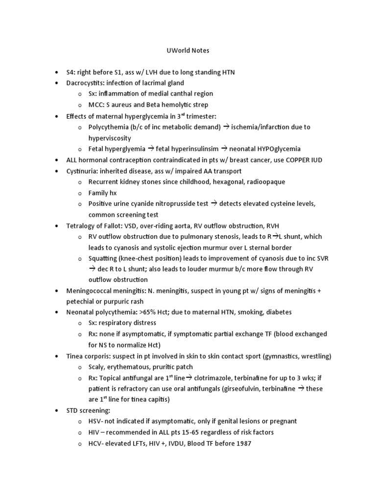 USMLE Step 2 UWorld Notes | Download Free PDF | Medical Specialties ...