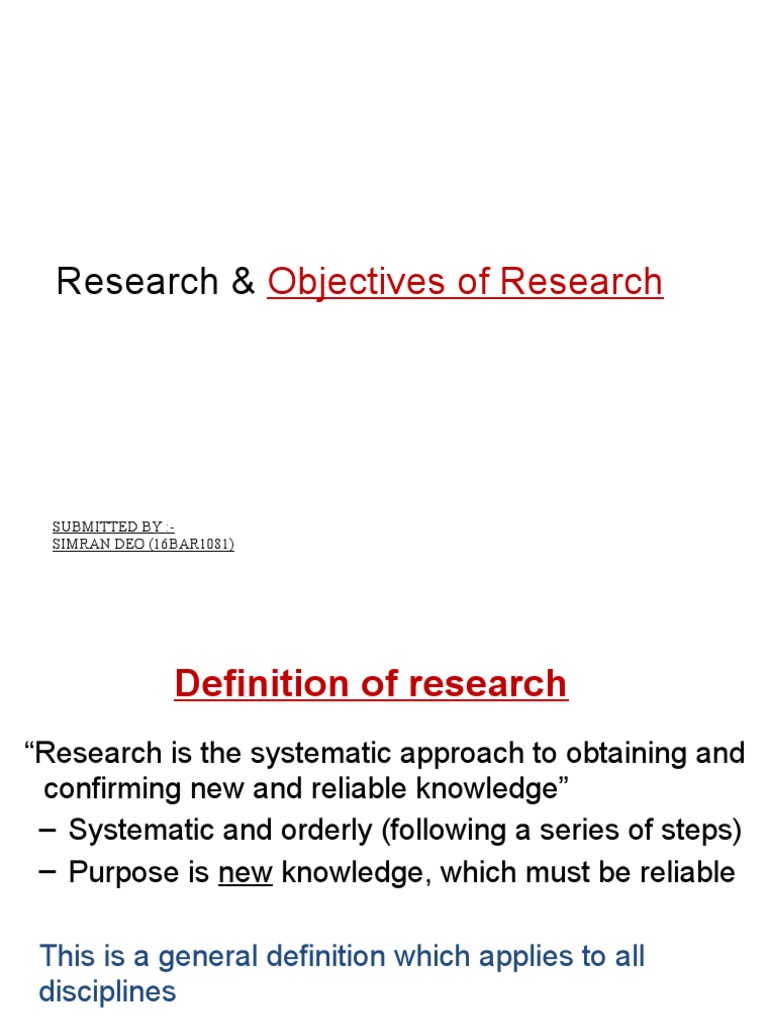 Simran - Objectives of Research | PDF | Academic Discipline Interactions | Methodology