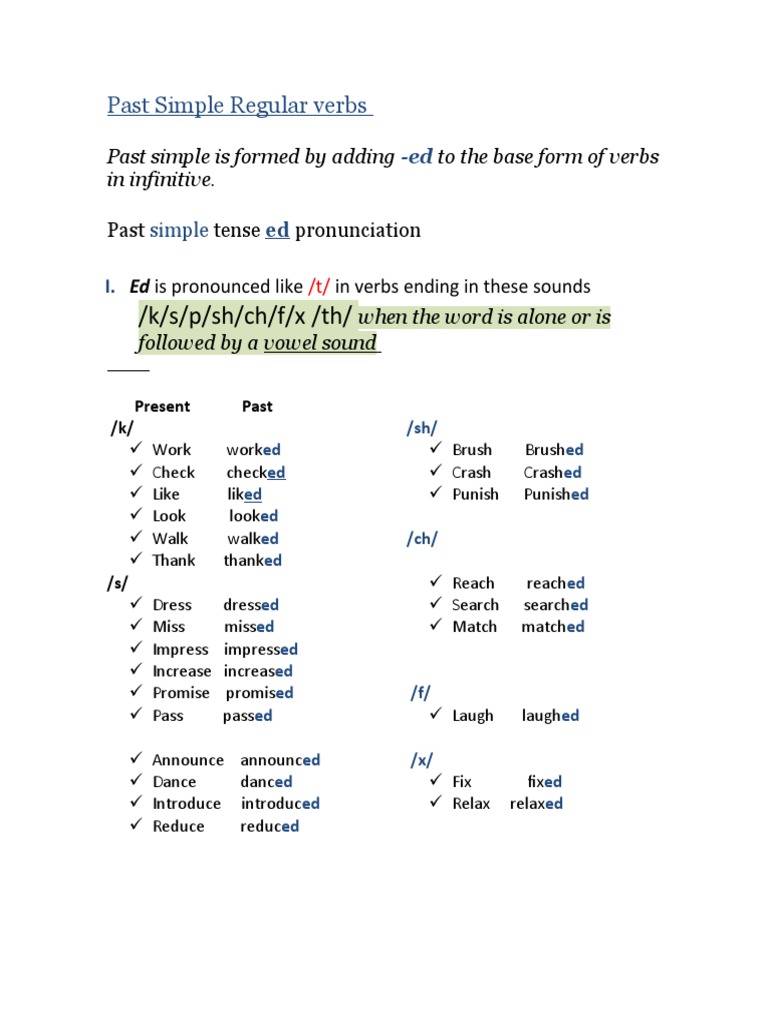 Past Simple Id Pronunciation | PDF