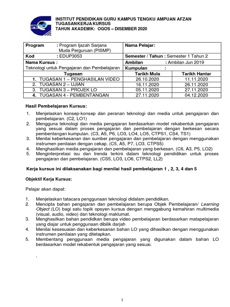 Kerja Kursus Edup3053 | PDF