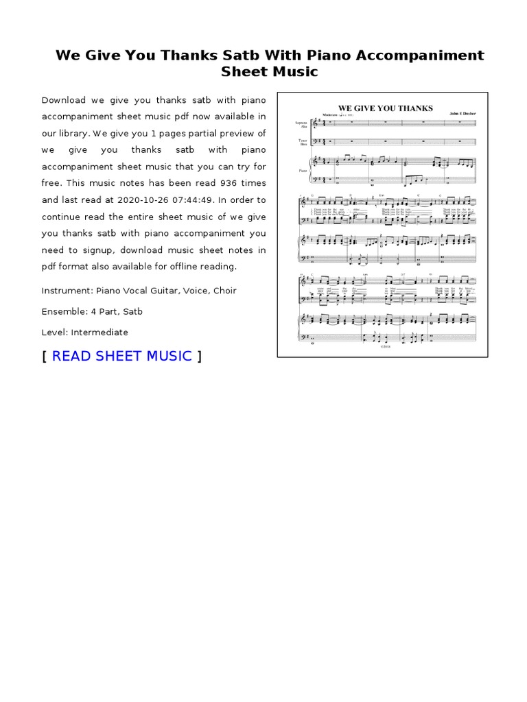 We Give You Thanks Satb With Piano Accompaniment Sheet Music | PDF ...
